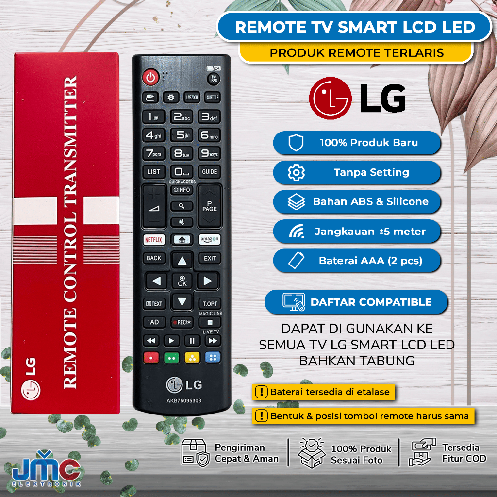 Jual REMOT REMOTE TV LG LCD LED SMART TV TABUNG ORIGINAL AKB75095308 ...