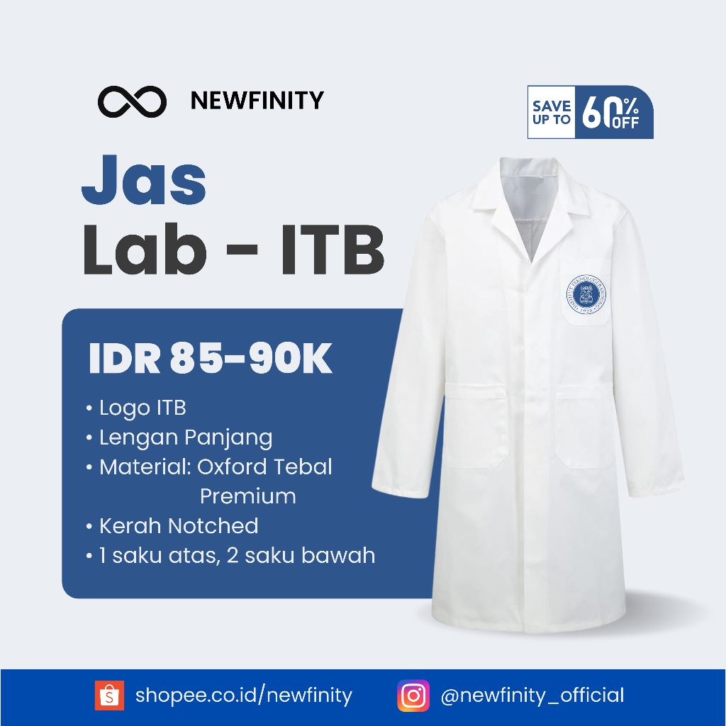 Jual Newfinity | Jas Laboratorium Lengan Panjang ITB - S/M/L/XL/XXL ...