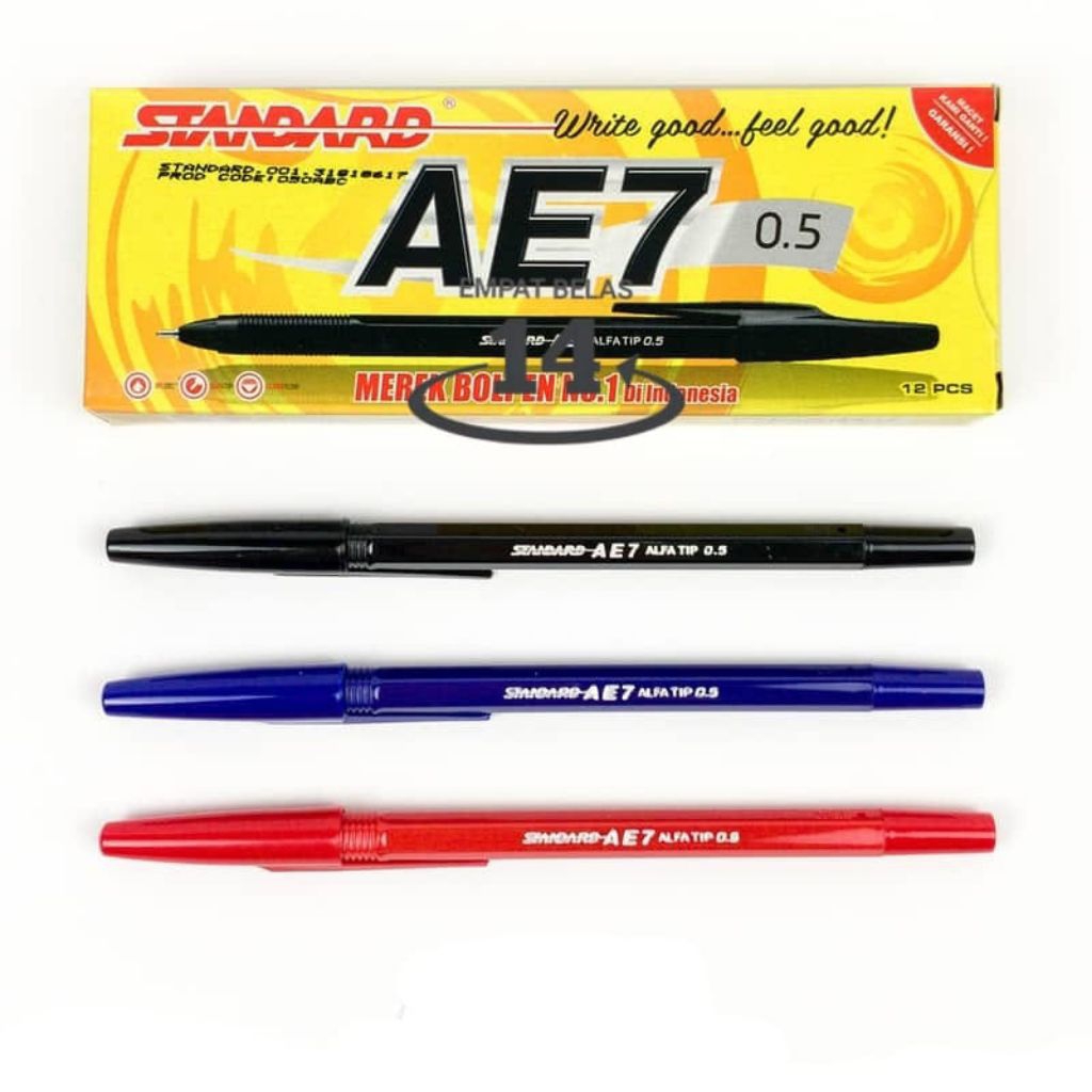 Jual 1 Pak Pulpen Standard AE 7 ( Isi 12 Pcs ) | Shopee Indonesia