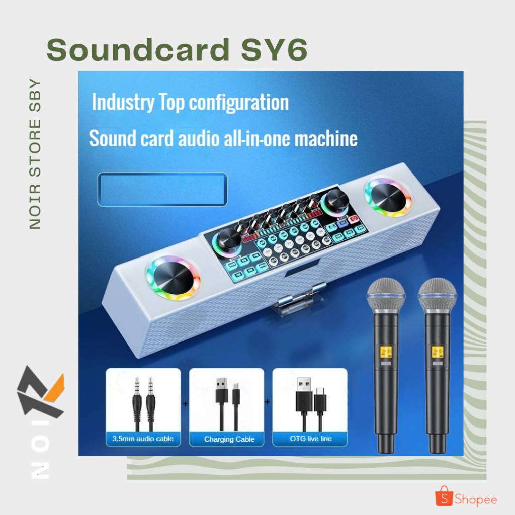 Jual NOIR Sound Card SY6 Bluetooth Speaker All-in-One+Two Wireless Mic ...