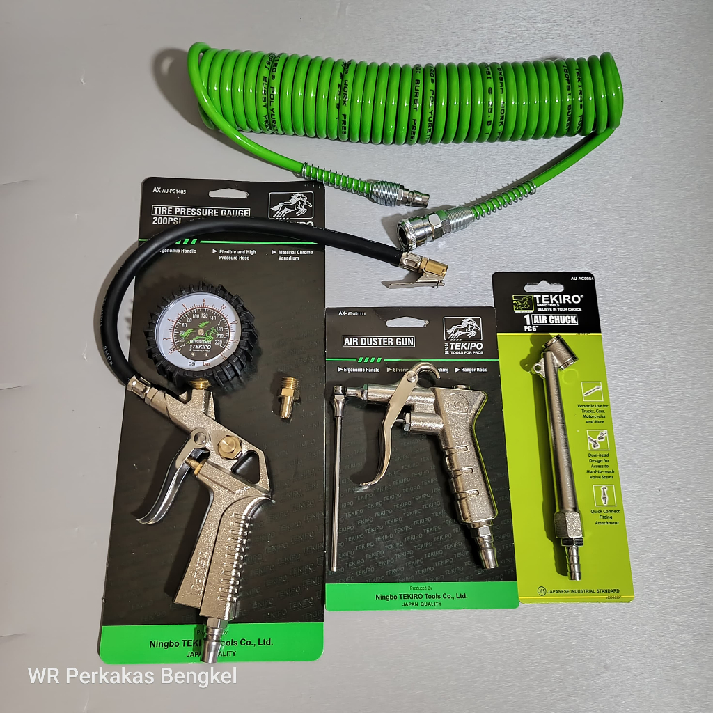 Jual Paket Tekiro Alat Bengkel Kompresor 4 item / Inflator Gun 3 in 1 Tire Pressure Gauge 200 ...