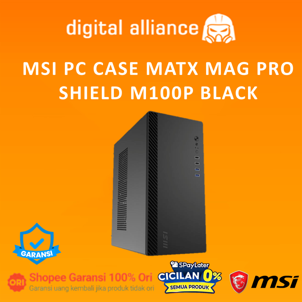 Jual MSI PC CASE MATX MAG PRO SHIELD M100P (1X 80MM BLACK FAN) BLACK 1Y-CASING MSI | Shopee ...