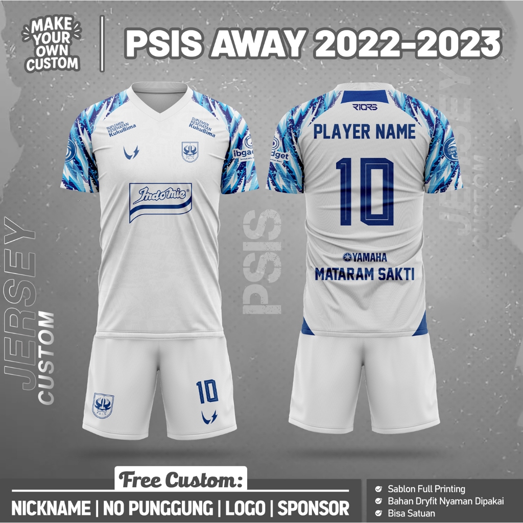 Jual JERSEY PSIS AWAY 2022-2023 DEWASA DAN ANAK- FREE CUSTOM DESAIN ...