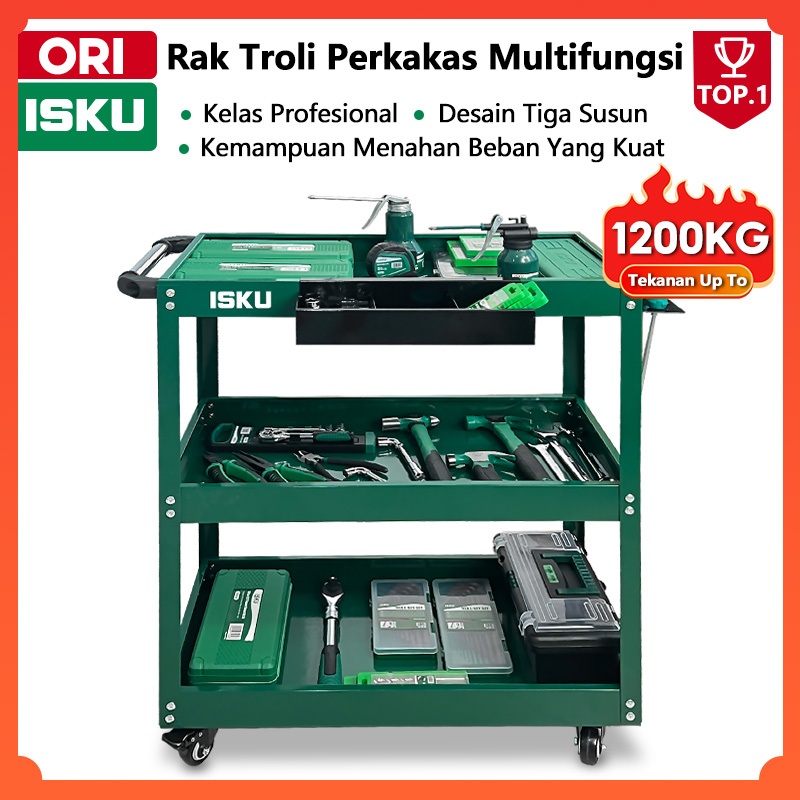 Jual ISKU Trollies Bengkel Rak 3 Susun Trolly Trolley Perkakas Tools ...
