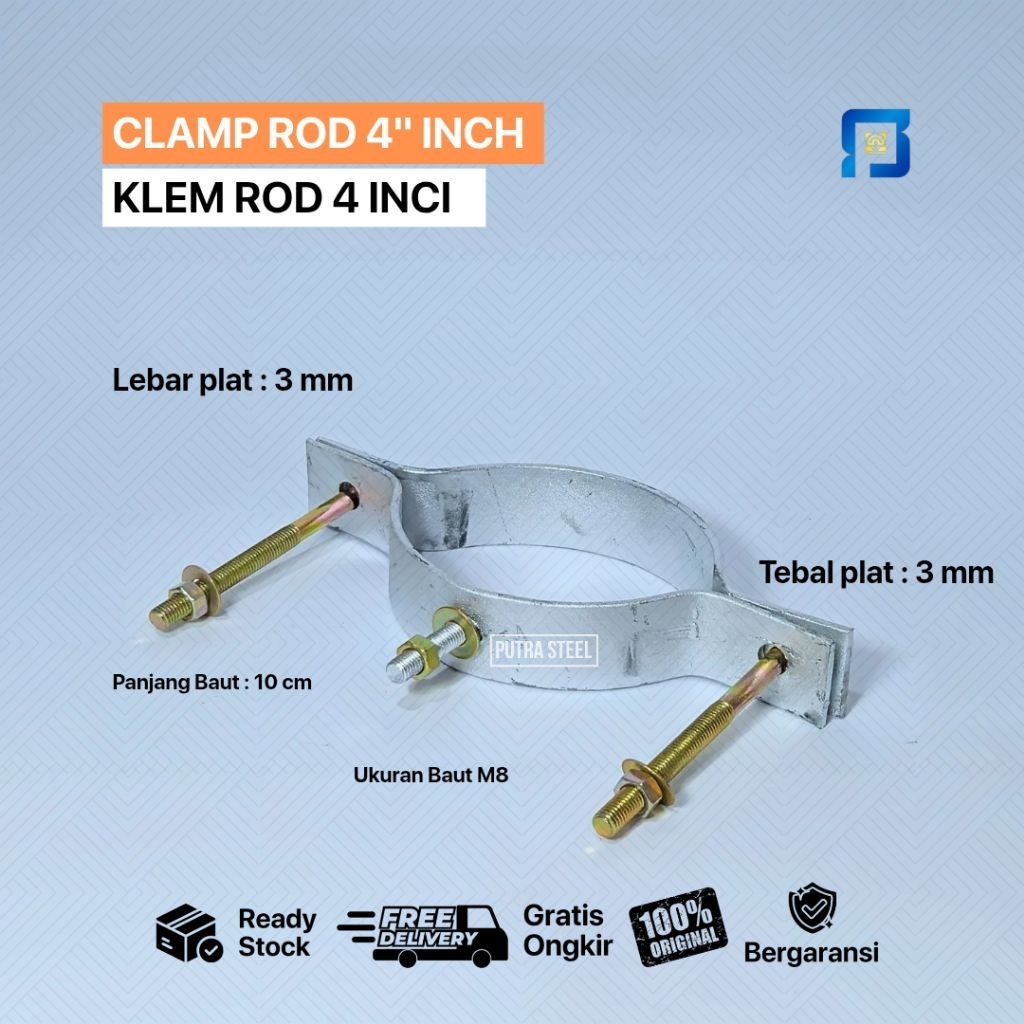 Jual Klem Rod 4 inci / Klem Tiang Fiber Optik / Klem Aksesoris Tiang ...