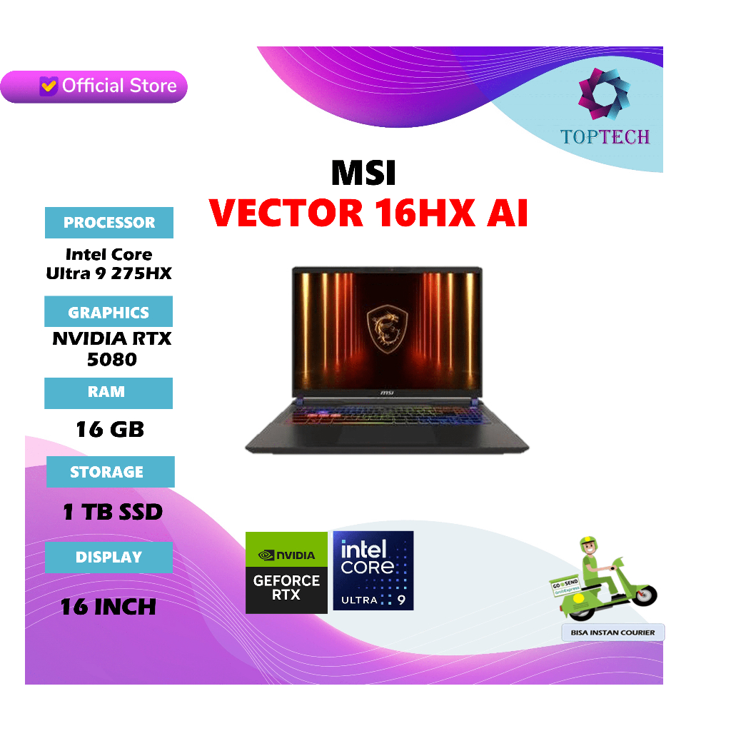 Jual MSI VECTOR 16HX AI ULTRA 9 275HX RTX5080 16GB/ 16GB RAM 1TB SSD ...
