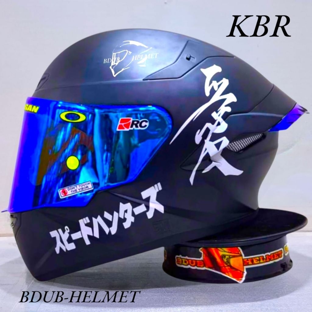 Jual Helm full face TT course KBR Kenji paket ganteng spoiler 3D ...