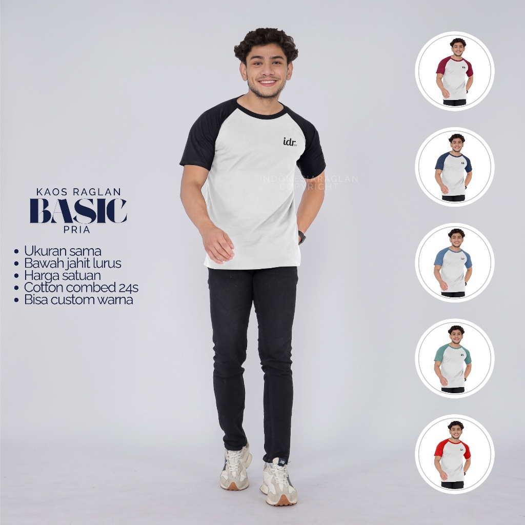 Jual Indonesia Raglan Kaos Pria Body Putih & Abu Misty Kaos Tangan ...