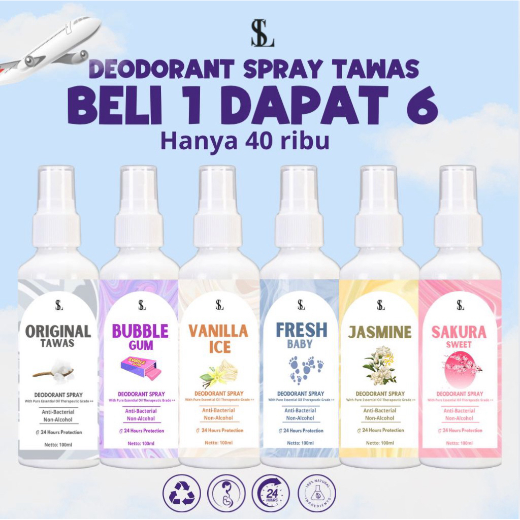 Jual Paket isi 6pcs Spray Deodorant Tawas 100ml Penghilang Bau Ketiak ...
