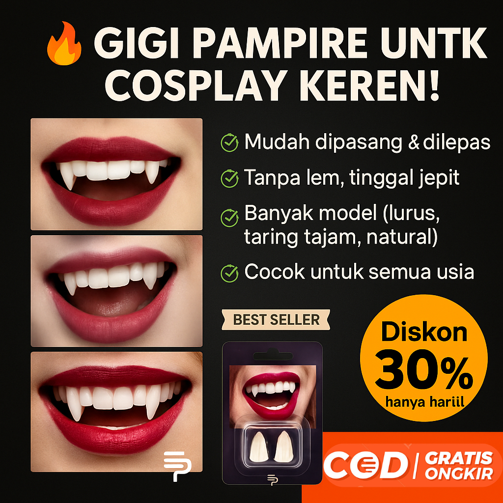 Jual GIGI VAMPIR fake fang gigi taring palsu dracula vampire drakula ...