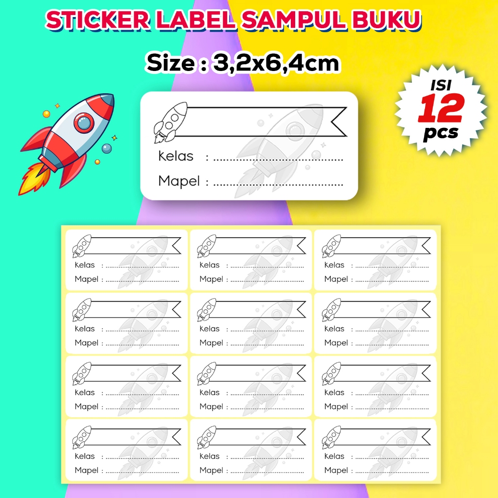 Jual AF Stiker Label Buku Polos, Label Nama Sampul Mapel Roket | Shopee ...