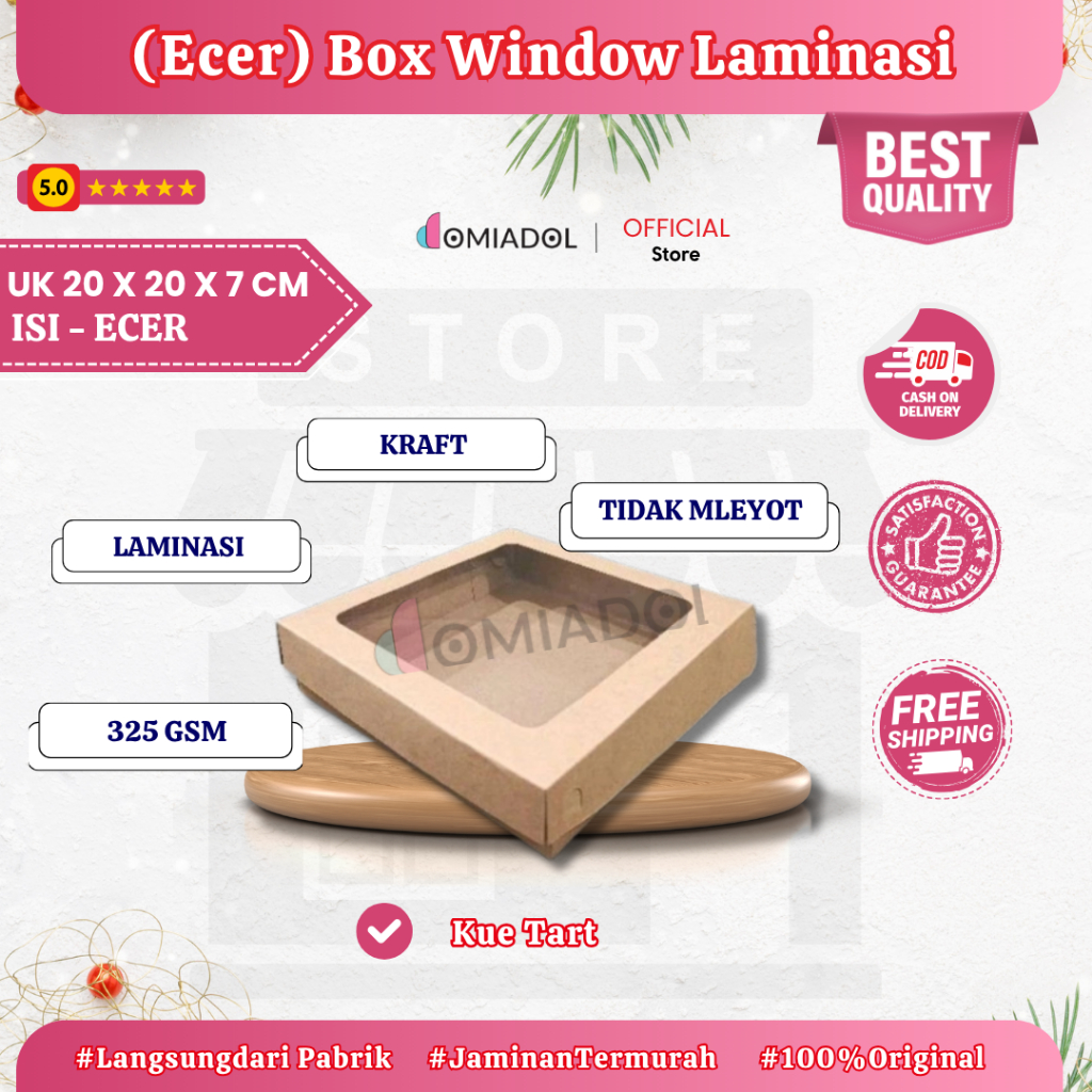 Jual Ecer - Dus Kue Tart Window Laminasi 20x20x7 cm | Shopee Indonesia