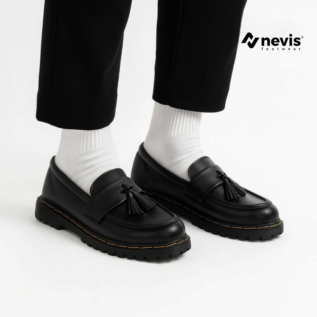 Jual NEVIS - Rey Black Sepatu Loafers Pria Jumbo Big Size 36-45 Formal ...