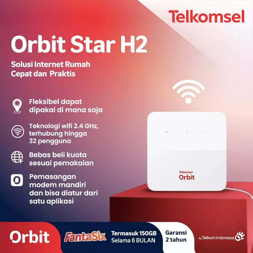 Jual Telkomsel Orbit Star H2 Modem Router WiFi 4G High Speed Bonus Data ...
