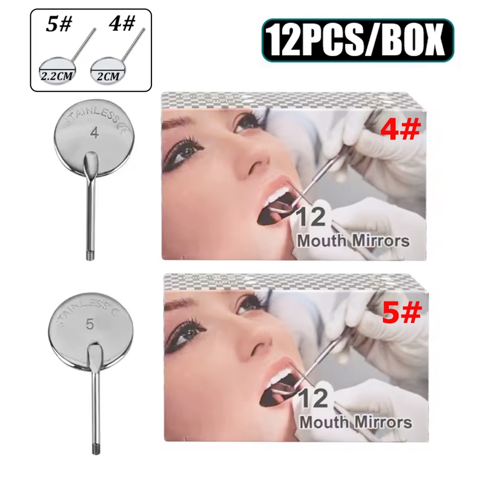 Jual 12Pcs/box Dental Exam Mirror Head Mouth Reflector Oral Endoscope ...