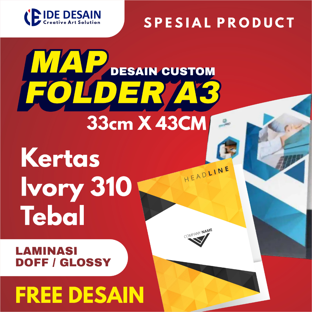 Jual MAP FOLDER A3, DESAIN CUSTOM, KERTAS IVORY 310, MAP ARSITEK, MAP ...