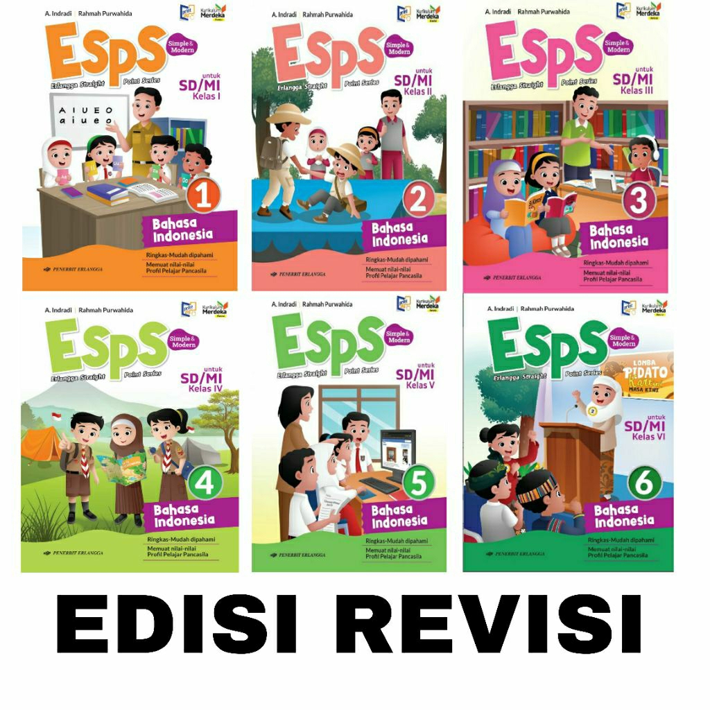 Jual ESPS Bahasa Indonesia REVISI kelas 1,2,3,4,5,6 SD Kurikulum Merdeka Penerbit Erlangga ...
