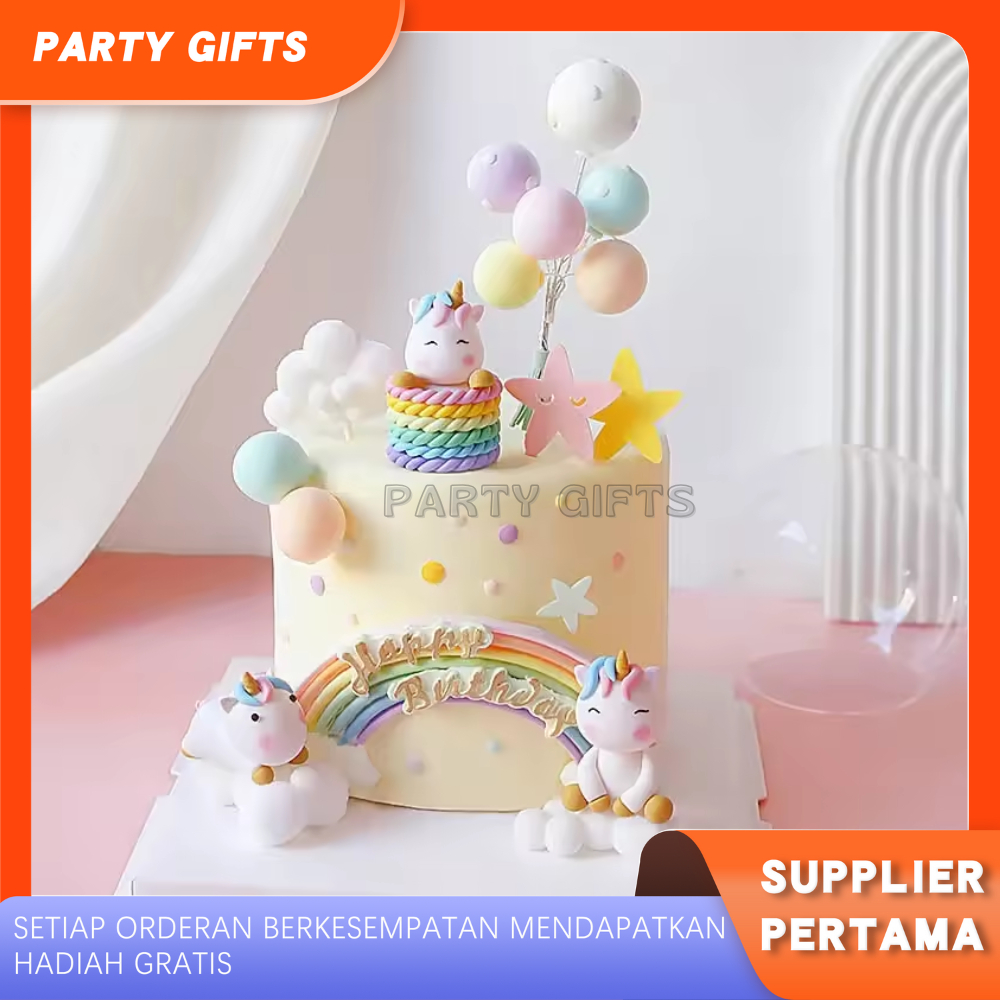 Jual Cake Topper Tema Unicorn 1pcs 3D Lucu Toper Kue Ulang Tahun Motif ...