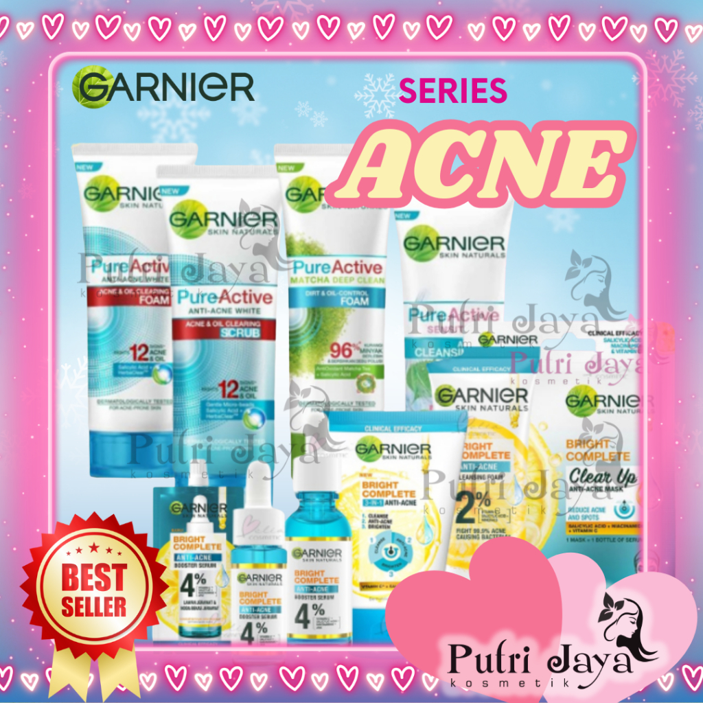 Jual GARNIER Acne Sensitive Series | Pure Active | Foam Scrub Serum Gel ...