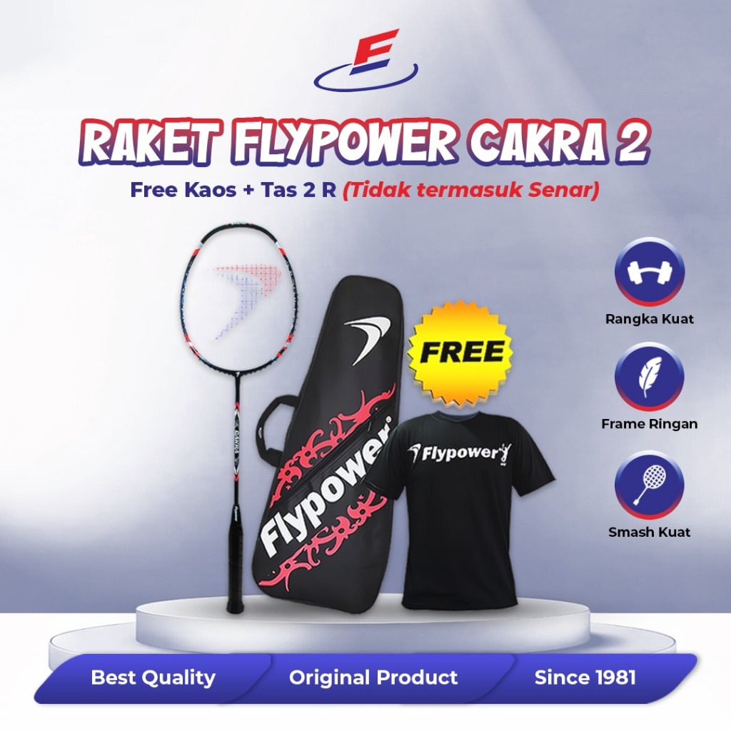Jual Raket Badminton Flypower Cakra 2 (FREE Kaos+tas) Belum Senar ...