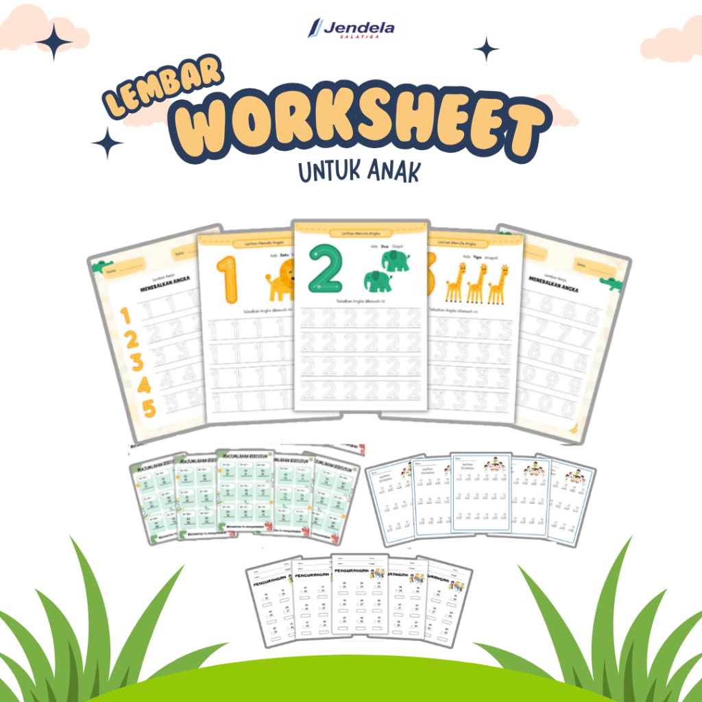 Jual Lembar Kerja Untuk Anak PAUD TK SD Lembar Worksheet Angka ...
