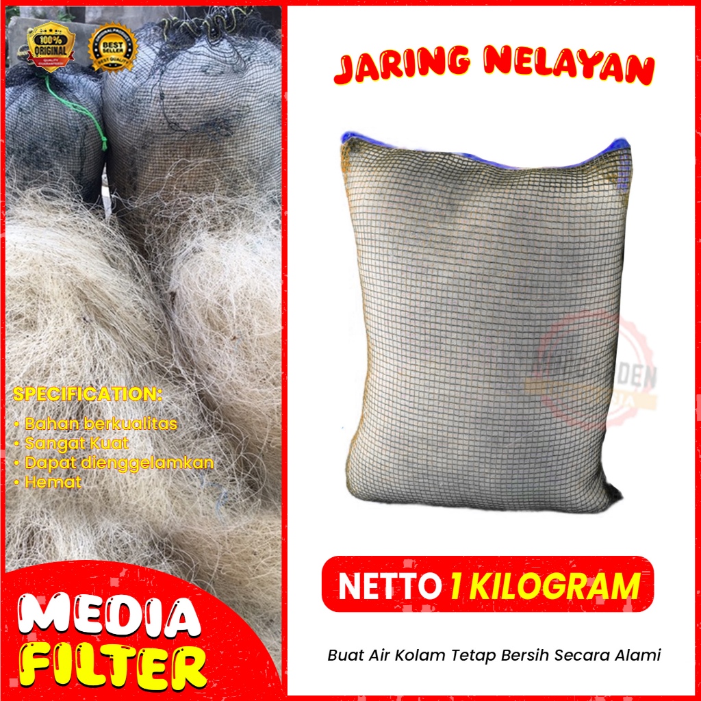 Jual JARING NELAYAN 1KG media filter kolam koi aquarium jaring waring ...