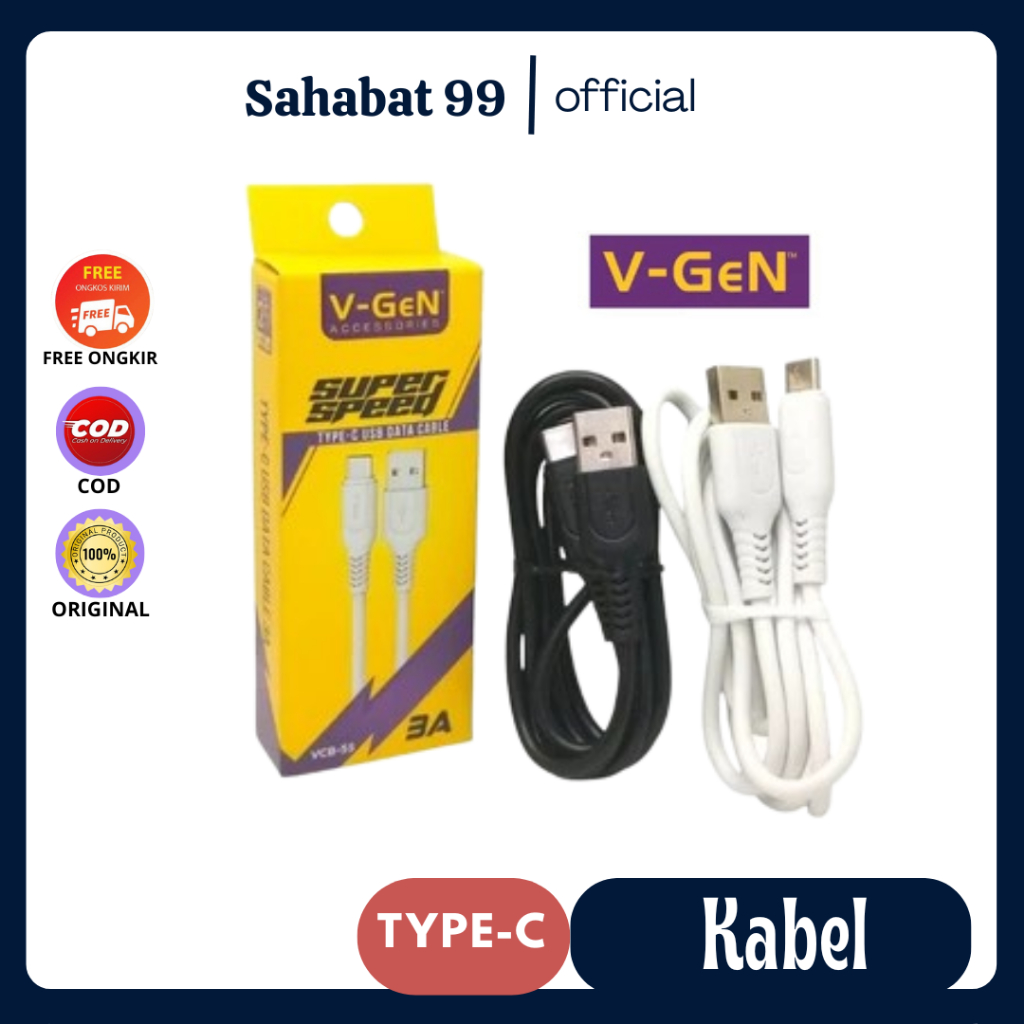 Jual KABEL V-GeN VCB-55 Kabel Data Usb Type C Fast Charging 3A Kabel ...