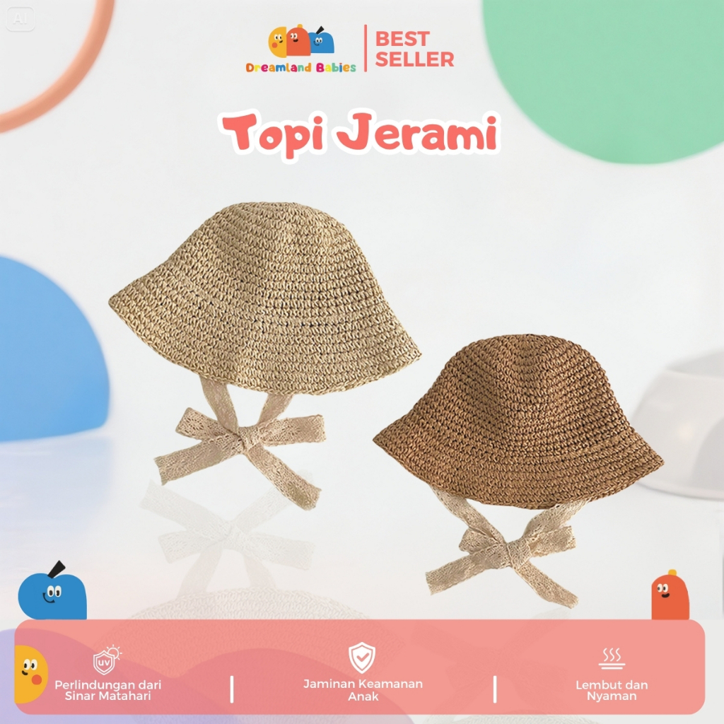 Jual Topi Jerami bayi Premium | Topi Pantai Bayi | Topi bayi vintage ...