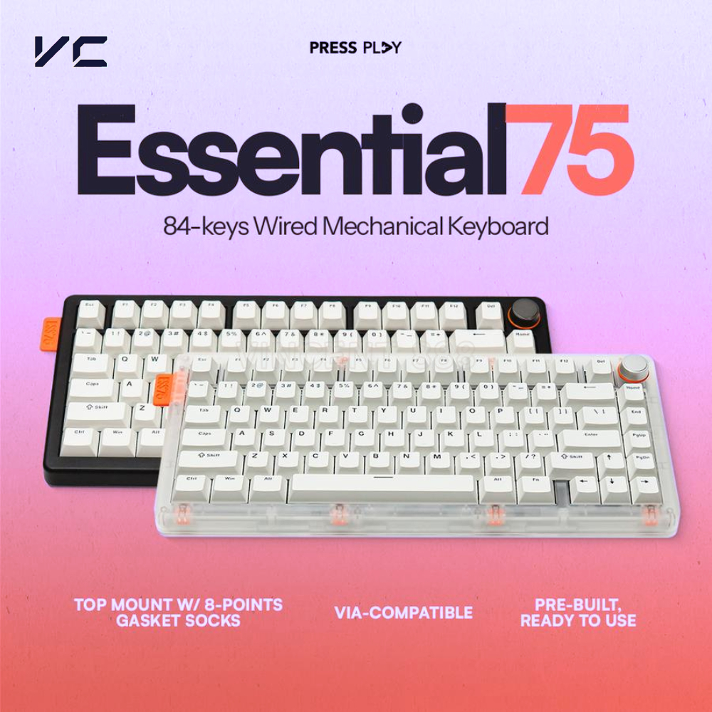 Jual PressPlay ESSENTIAL 75 Wired VIA Layout 75% RGB Knob Hotswap ...