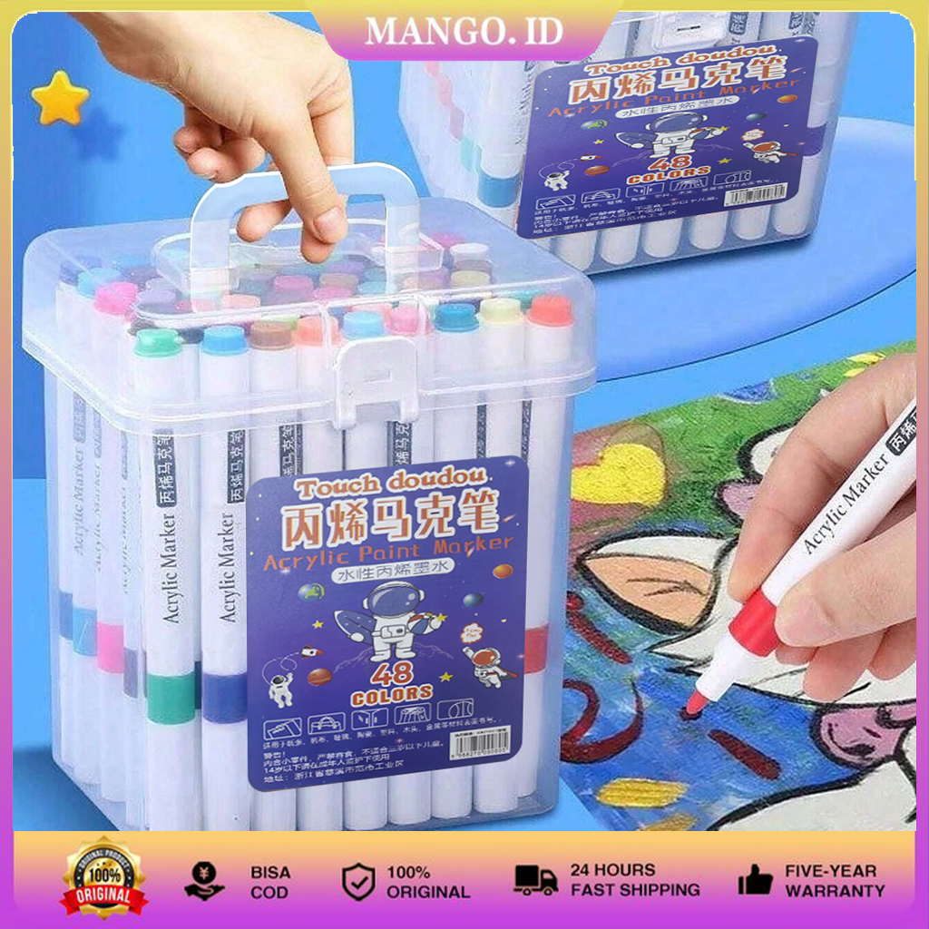 Jual Spidol Seni Akrilik / Acrylic Marker Water Based Warna Cerah 24/36 ...