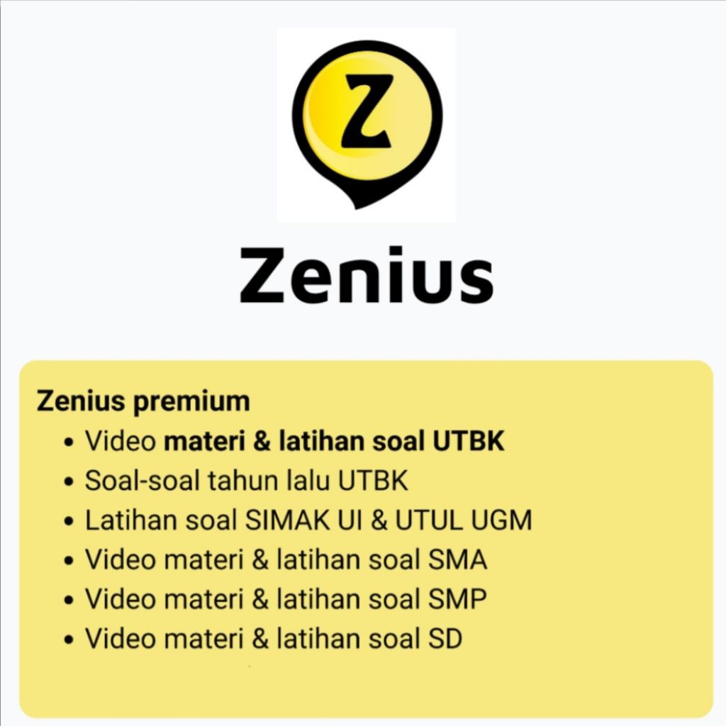 Jual Sharing zenius 1 bulan (4 orang) | Shopee Indonesia