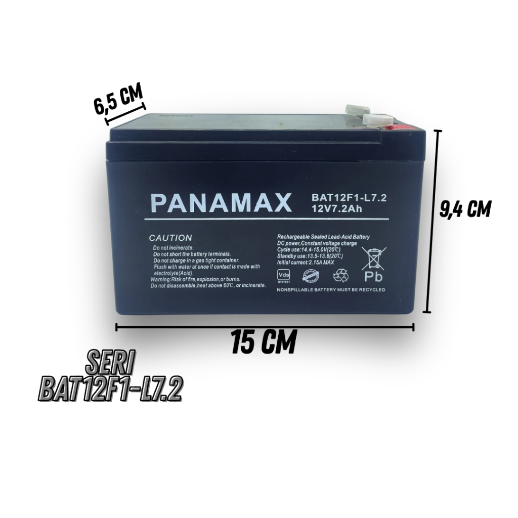 Jual Aki Battery panamax 12V 7,2 ah batre baterai aki kering ups accu ...