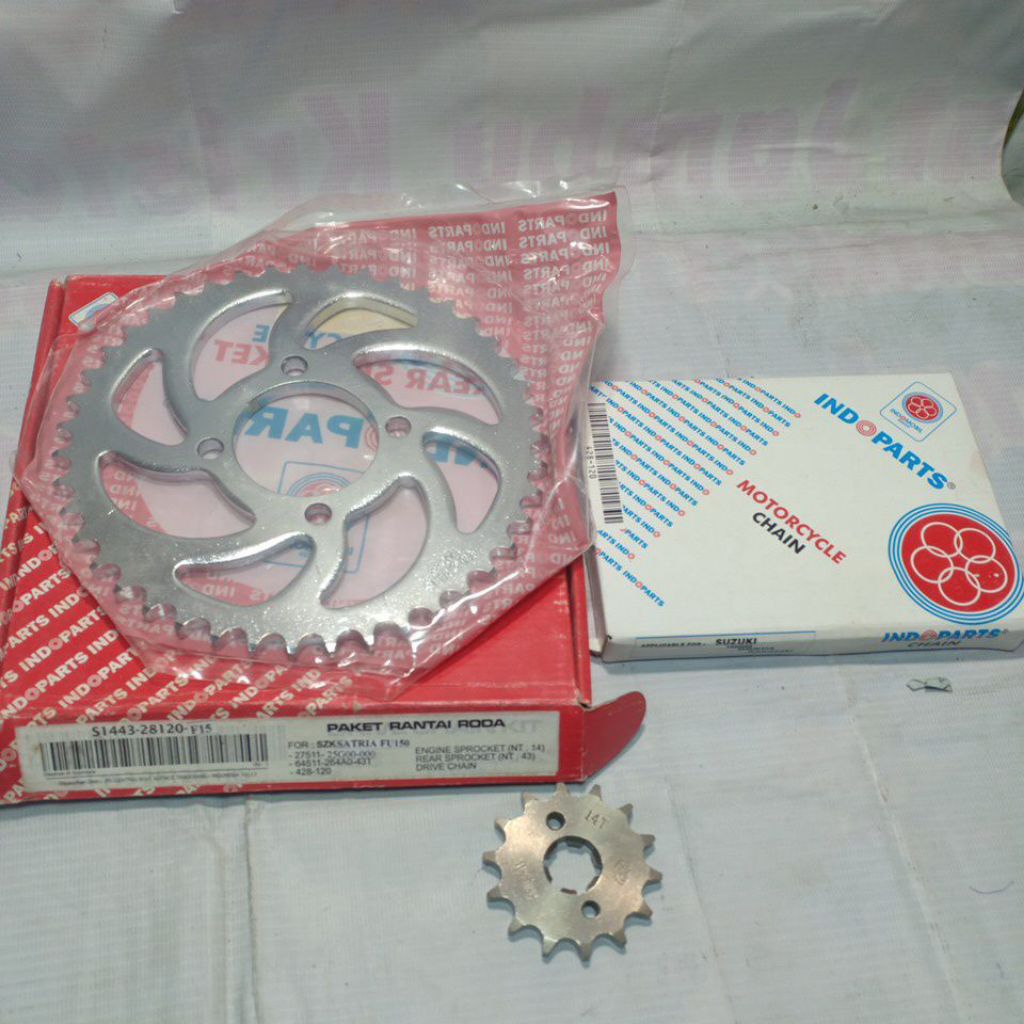 Jual Paket rantai roda Drive Chain Kit Gear Set Indoparts SZK Satria ...