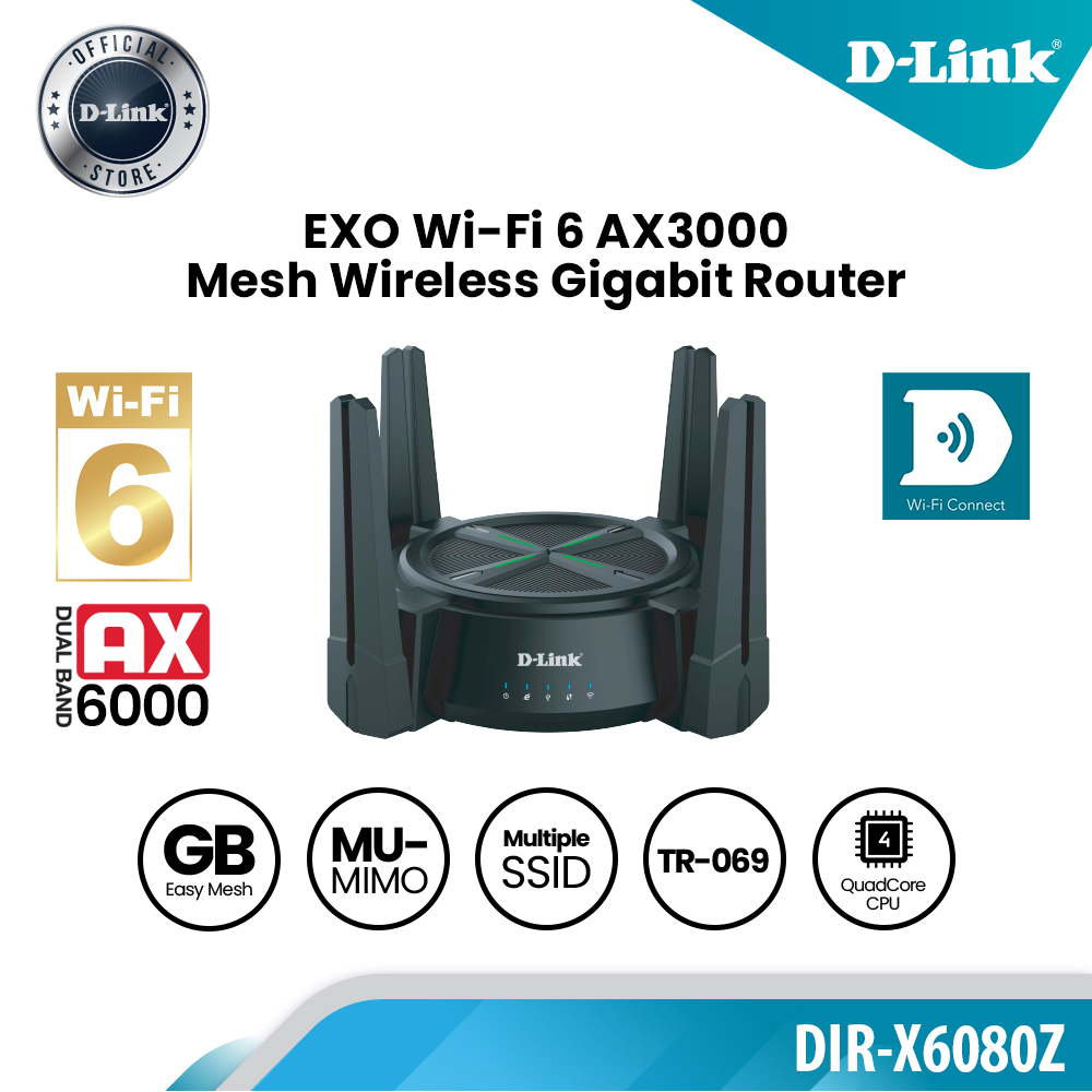 Jual D-Link DIR-X6080Z EXO AX6000 2.5G Wi-Fi-6 Gaming Smart Router ...