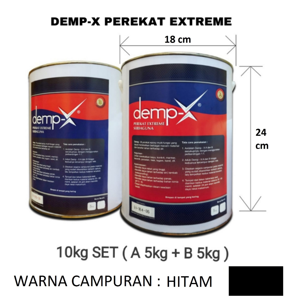 Jual DEMP-X Perekat Extreme 10kg SET ( A 5kg + B 5kg ) - Hitam | Shopee ...