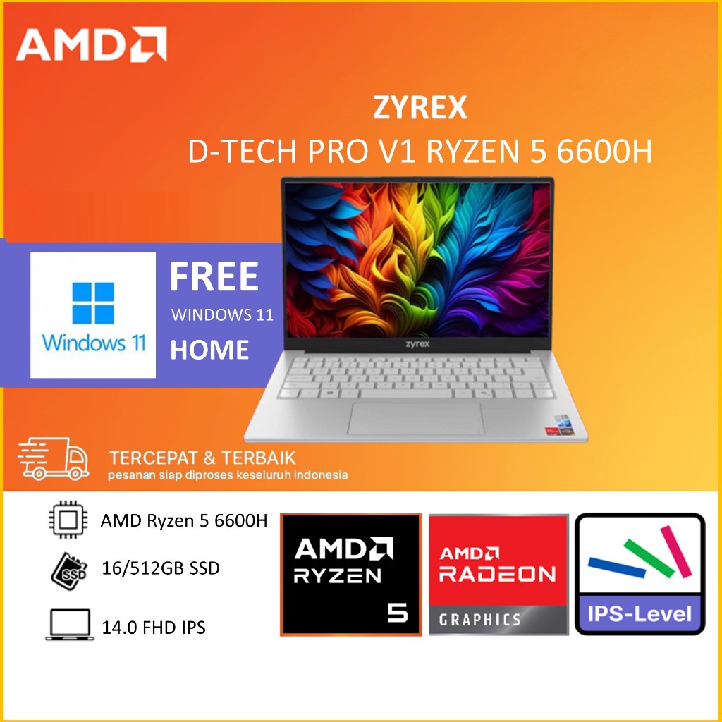 Jual TERLARIS - LAPTOP ZYREX D-TECH PRO V1 RYZEN 5 6600H 16GB 512GB W11 ...