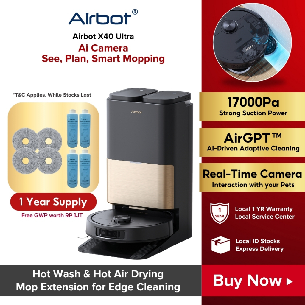 Jual [NEW LAUNCH] Airbot X40 Ultra Robotic Vacuum, 17000Pa AirGPT AI ...