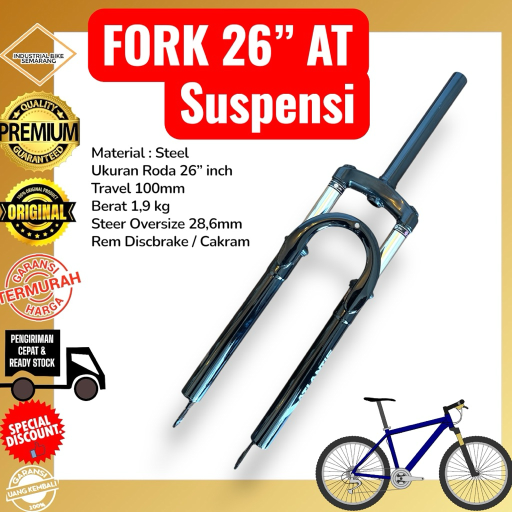 Jual ( FORK AT 26 SUSPENSI ) Garpu Sepeda MTB 26 Inch Forks Depan Empuk ...