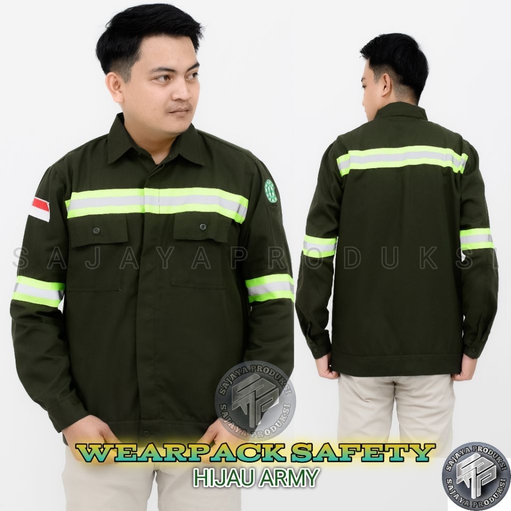 Jual SajayaSafety - Baju kerja proyek warna hijau army wearpack safety ...