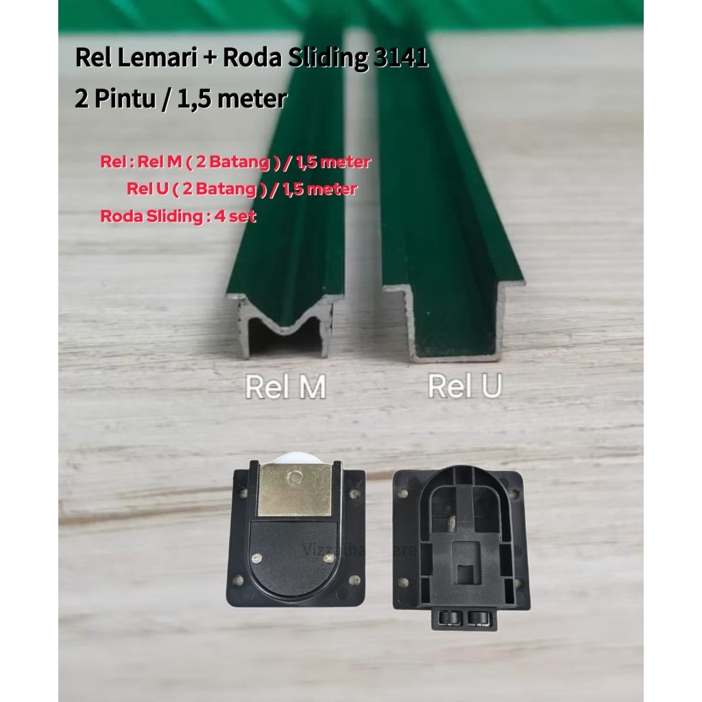 Jual Paket 2 Pintu Rel Geser Lemari Model Tanam Rel M dan Rel M 3141 Ukuran 1,5 meter + 4 Set ...