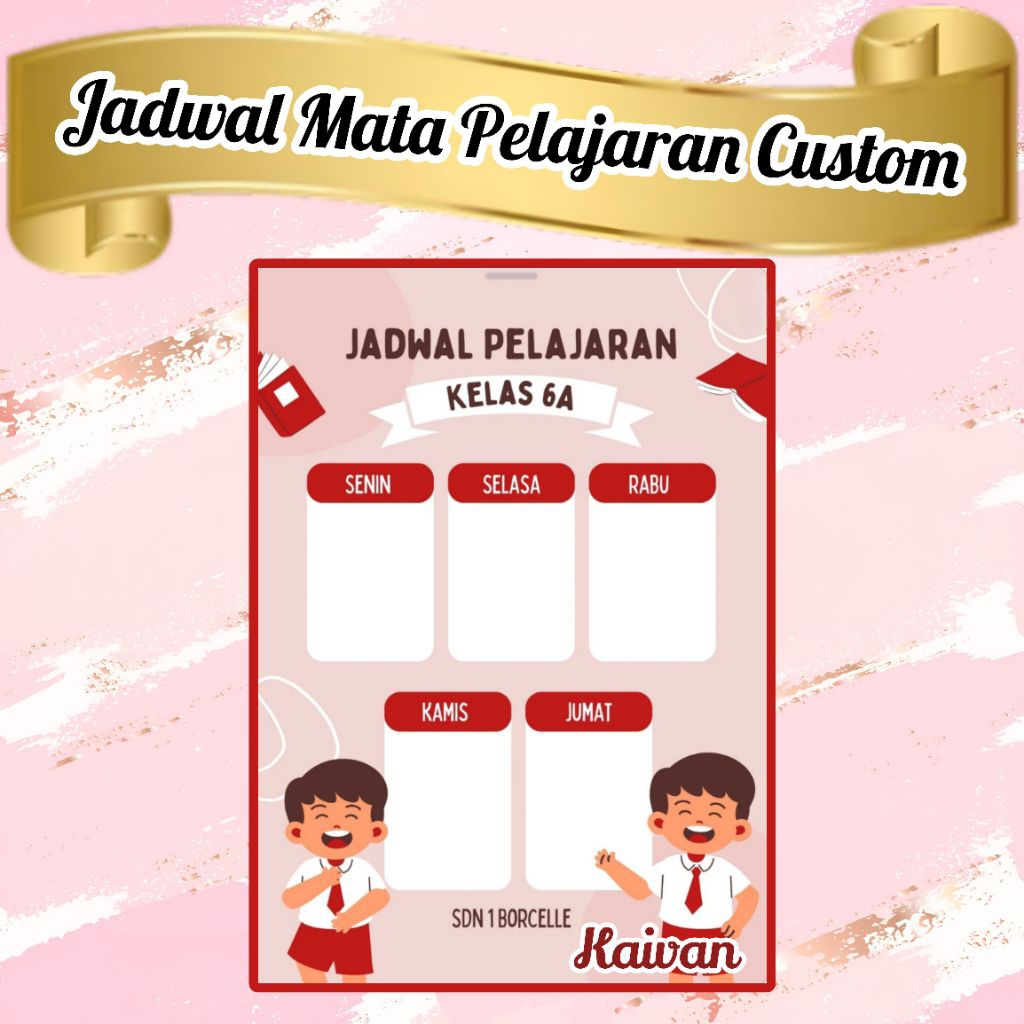 Jual STICKER JADWAL PELAJARAN CUSTOM NAMA MOTIF ANAK SEKOLAH | Shopee ...
