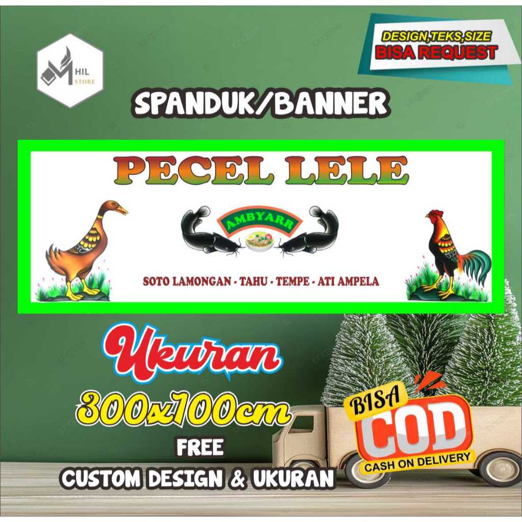 Jual Spanduk Banner Size 300X100CM PECEL LELE Free Custom Design Dan ...