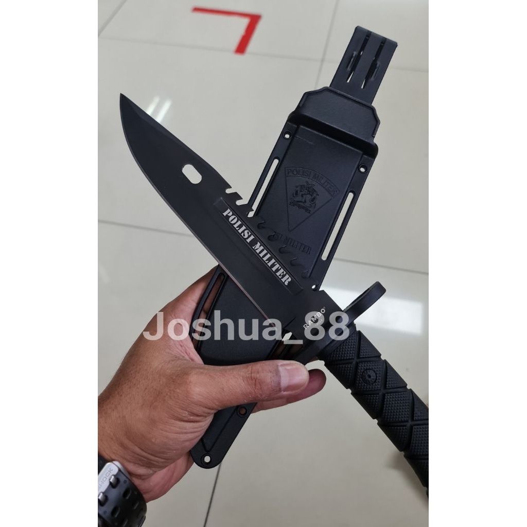 Jual Pisau Rambo Tactical Military Custom Ukir Logo Polisi Militer ...