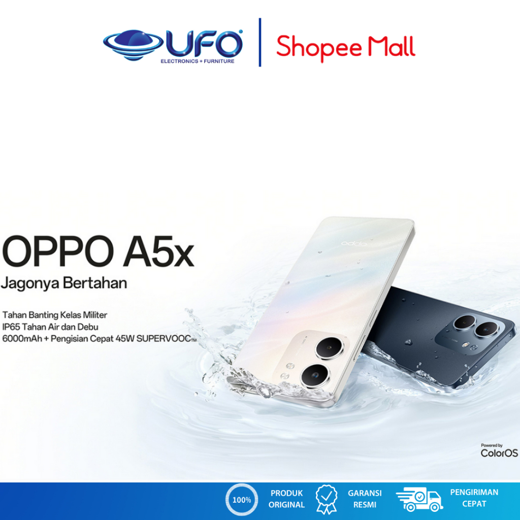 Jual OPPO A5x 4GB/128GB [Military-Grade Shock Resistance, IP65 Water ...