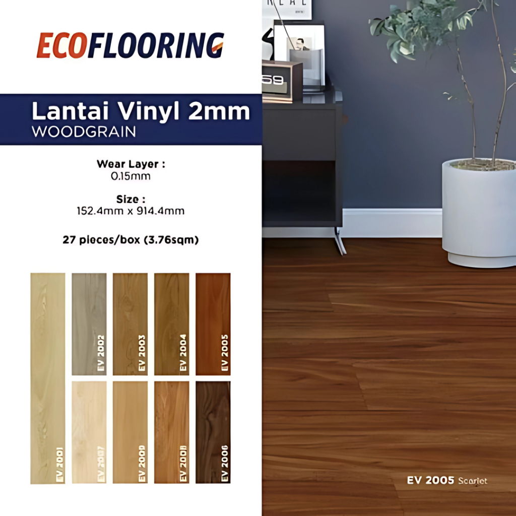 Jual ECO Lantai Vinyl 2mm by TACO Harga Murah Tebal 2mm per 1 Box (Isi 27 lembar) Cover 3,76m2 ...
