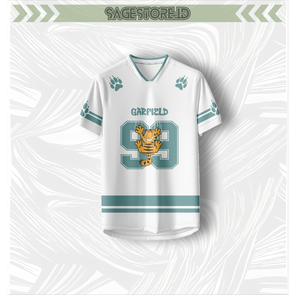 Jual Baju Jersey Garfield White Green Wanita Gratis Pasang Nama & No ...