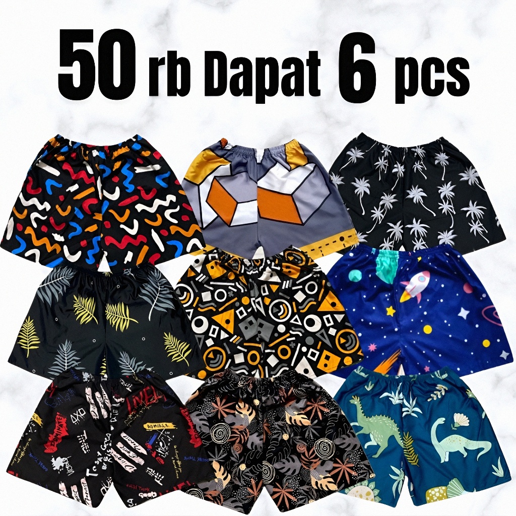 Jual 50 RB DAPAT 6 CELANA PENDEK PRIA WANITA DEWASA KOLOR COWOK CEWEK ...