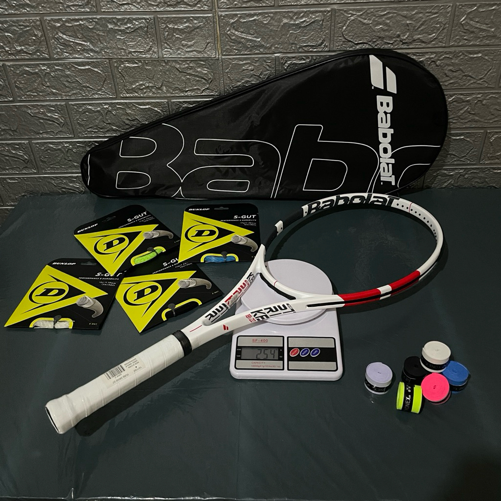 Jual Raket Tenis Lapangan Carbon Premium + Senar Dunlop S-gut free tas ...