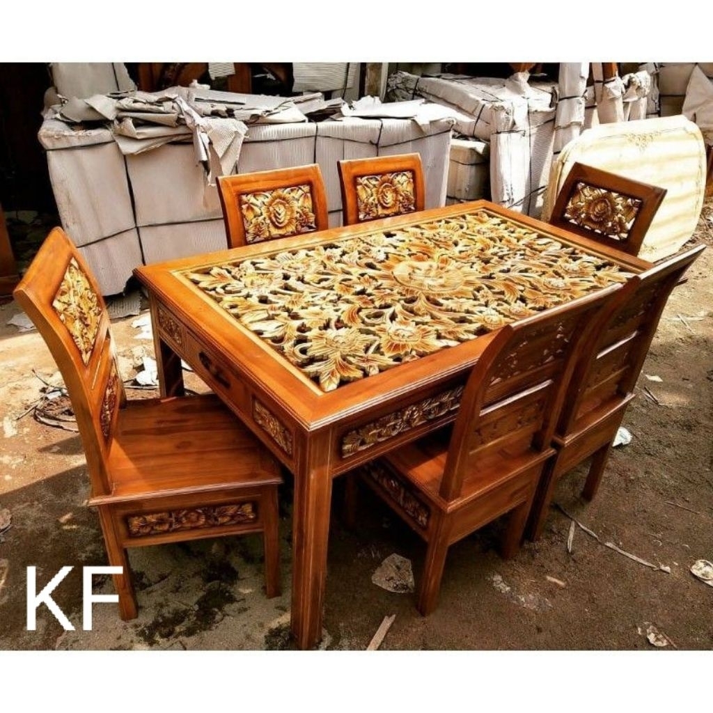 Jual MEJA MAKAN KARTINI// MEJA MAKAN UKIR KAYU JATI | Shopee Indonesia