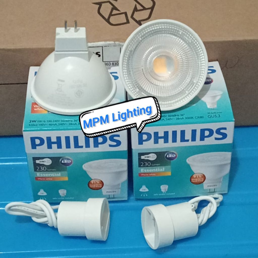 Jual PHILIPS ESSENTIAL LED Spotlight Mr16 3W 220V / LED Halogen Spot ...